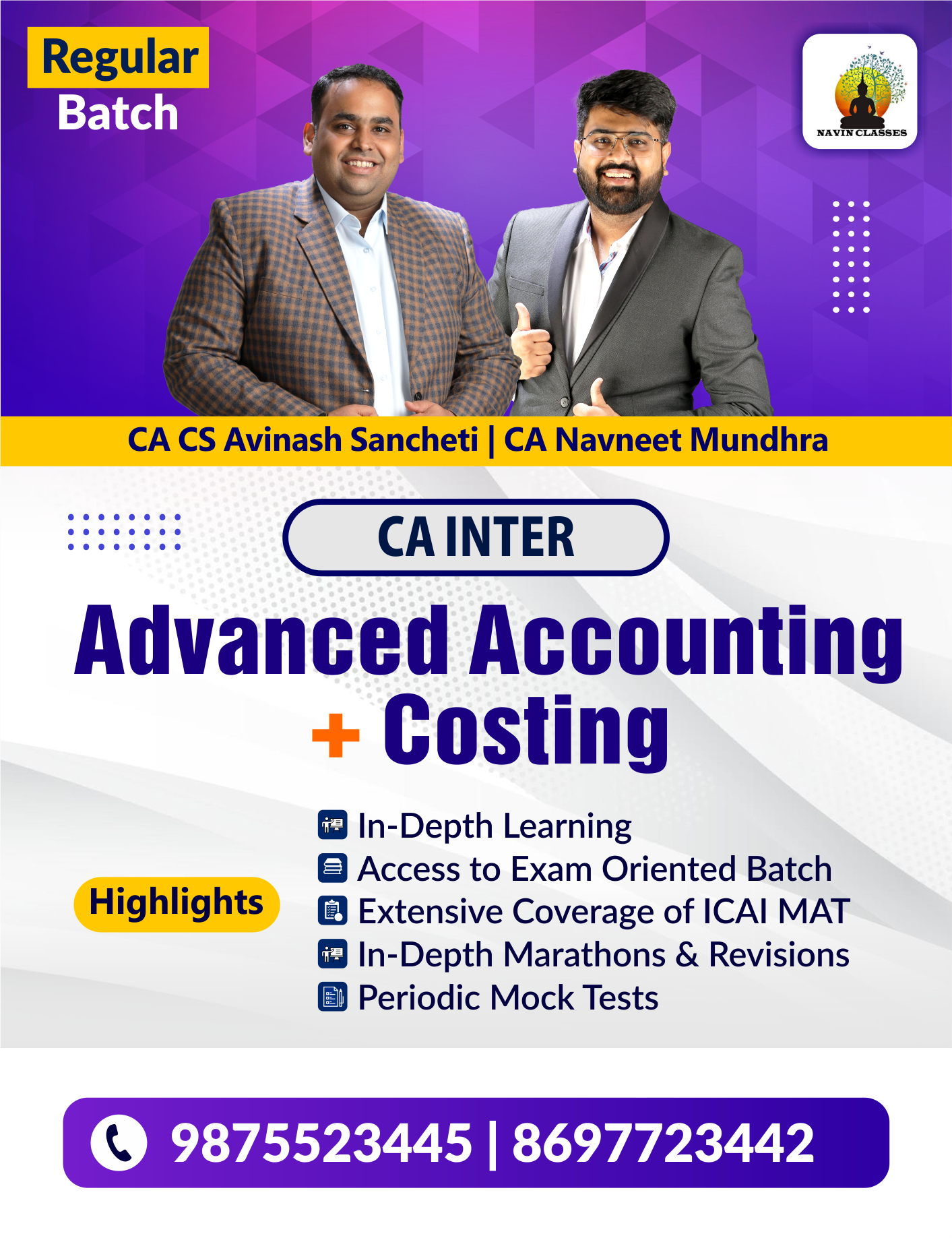 CA Inter Advanced Accounting + Costing - Regular Batch | Navin Classes